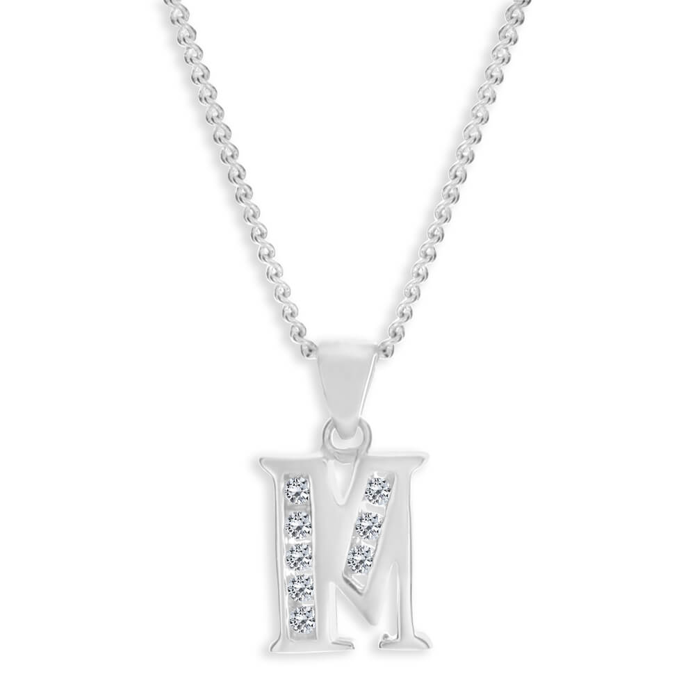 Sterling Silver Cubic Zirconia Initial "M" Pendant – Shiels Jewellers