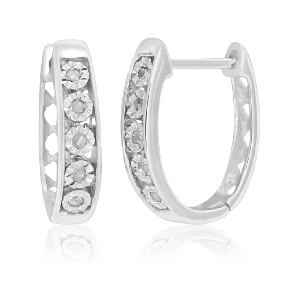 Sterling Silver Hoops with Diamonds – Shiels Jewellers