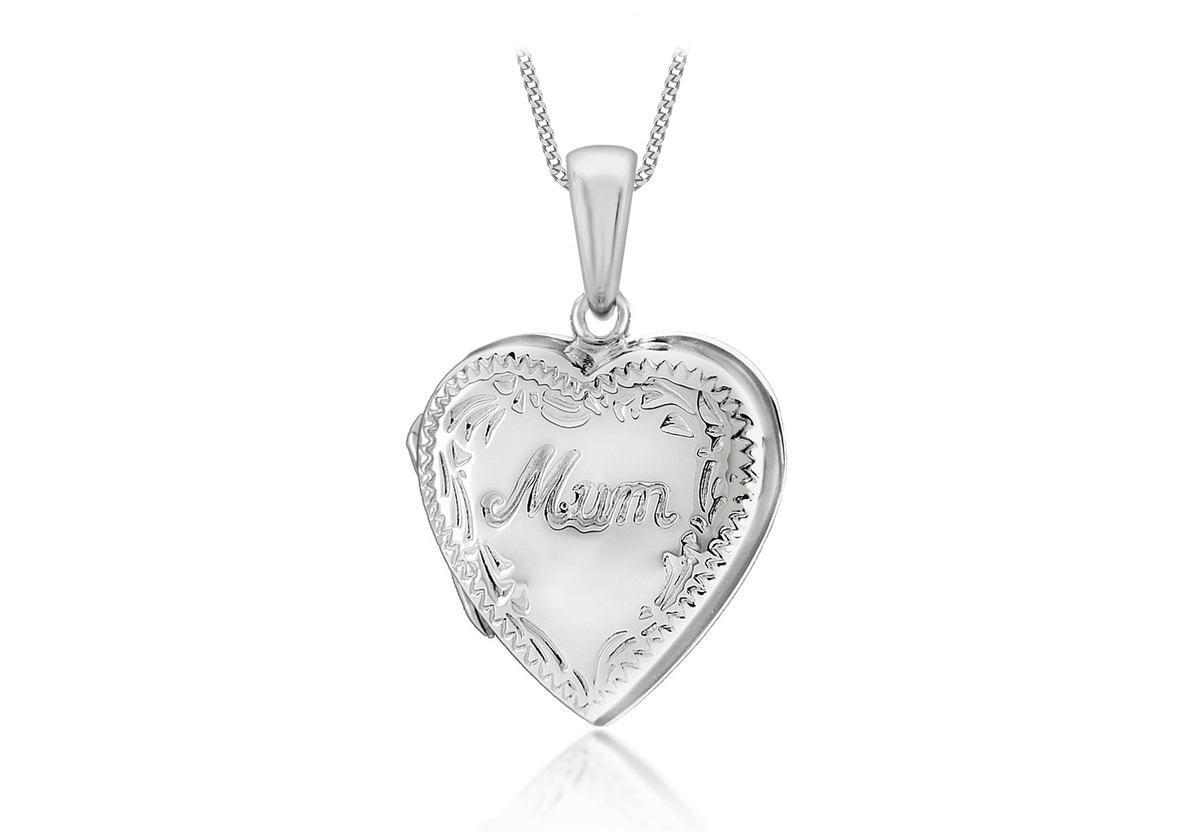 Sterling Silver 'Mum' Locket with Engraved Edge on 46cm Sterling Silve ...