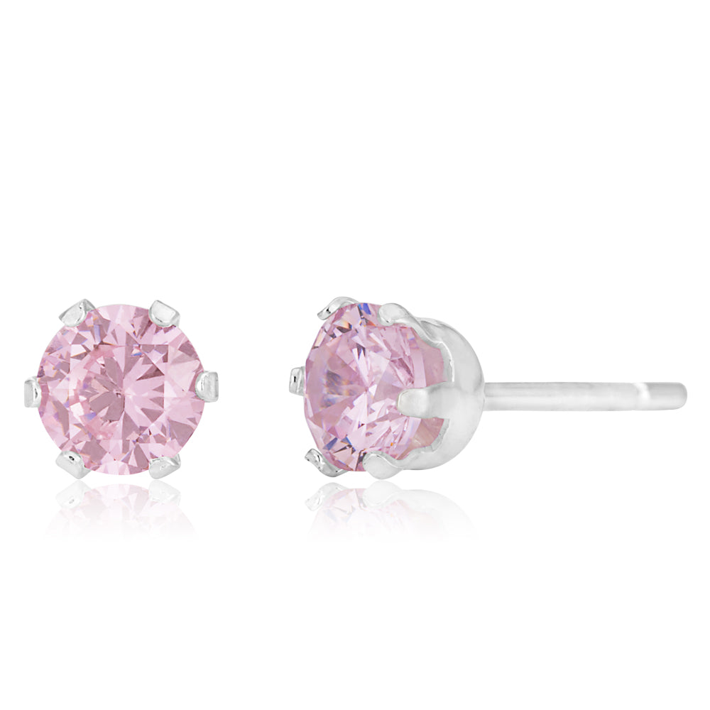 Sterling Silver 5mm 6 Claw Pink Crystal Studs – Shiels Jewellers