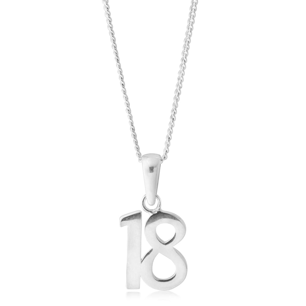 Sterling Silver Number 18 Pendant – Shiels Jewellers