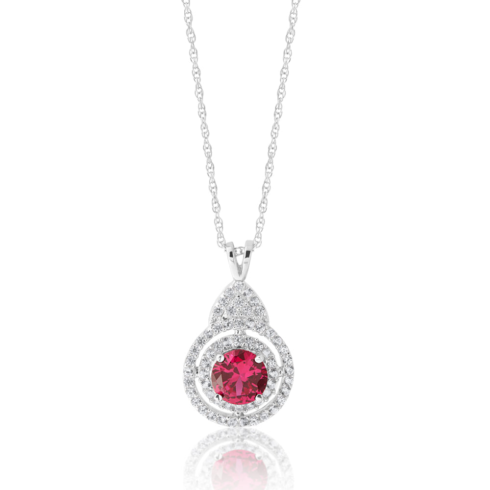 Silver Natural Enhanced Ruby Pendant with chain– Shiels Jewellers