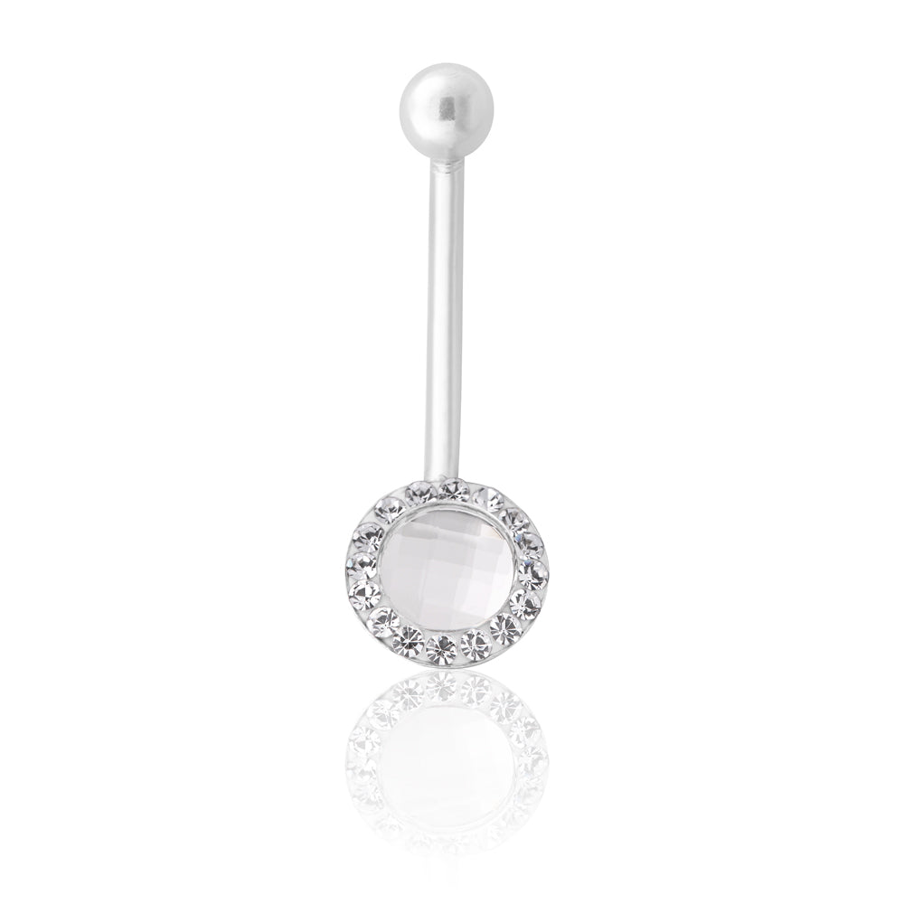Sterling Silver Crystal Disc Belly Bar – Shiels Jewellers