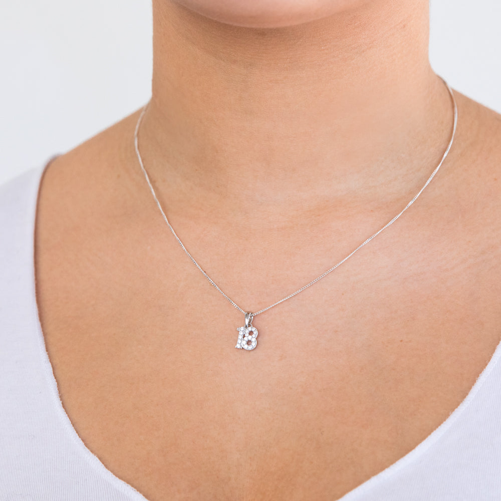 Sterling Silver Cubic Zirconia 8.5mm Number "18" Pendant – Shiels Jewellers
