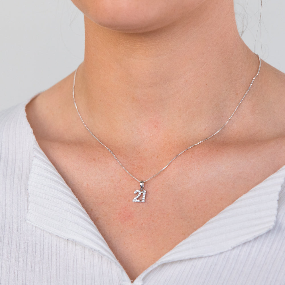 Sterling Silver Cubic Zirconia 9mm Number "21" Pendant – Shiels Jewellers