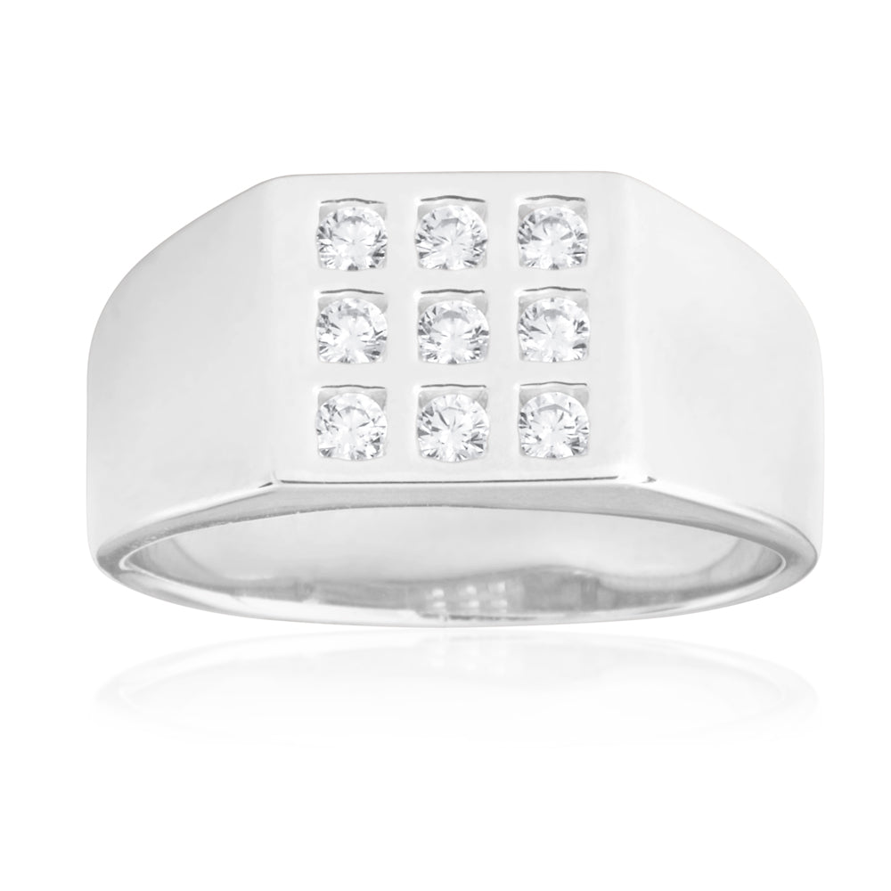 Sterling Silver Cubic Zirconia Grid Ring – Shiels Jewellers
