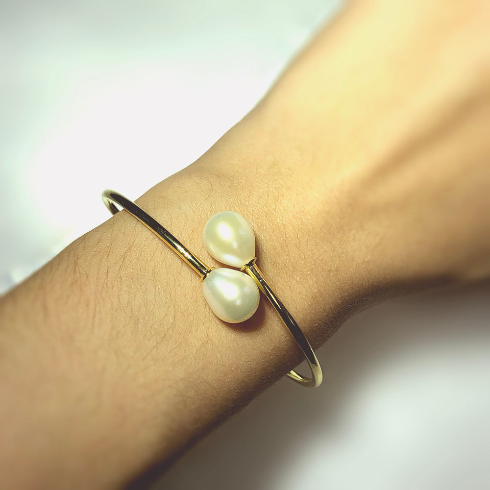 Sterling Silver Gold Plated 8-10mm Freshwater Pearl Bangle – Shiels ...